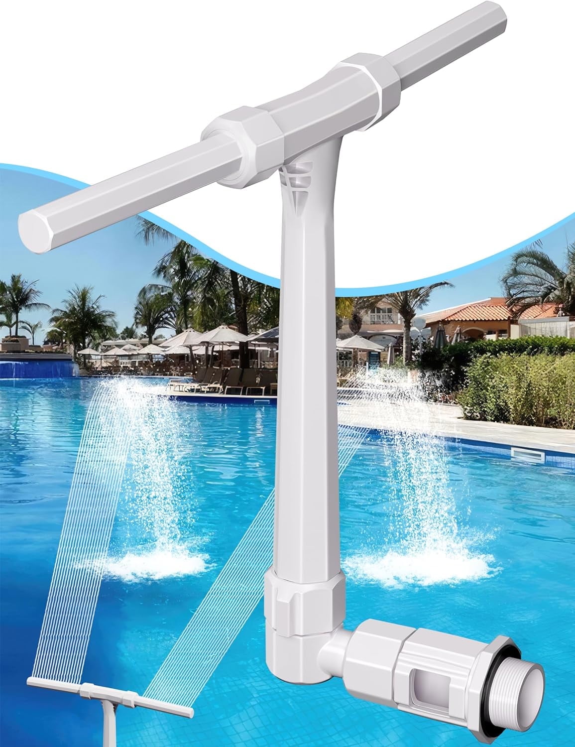 Pool Fountain for Above and Inground Pool, Adjustable Dual Spray Water ...