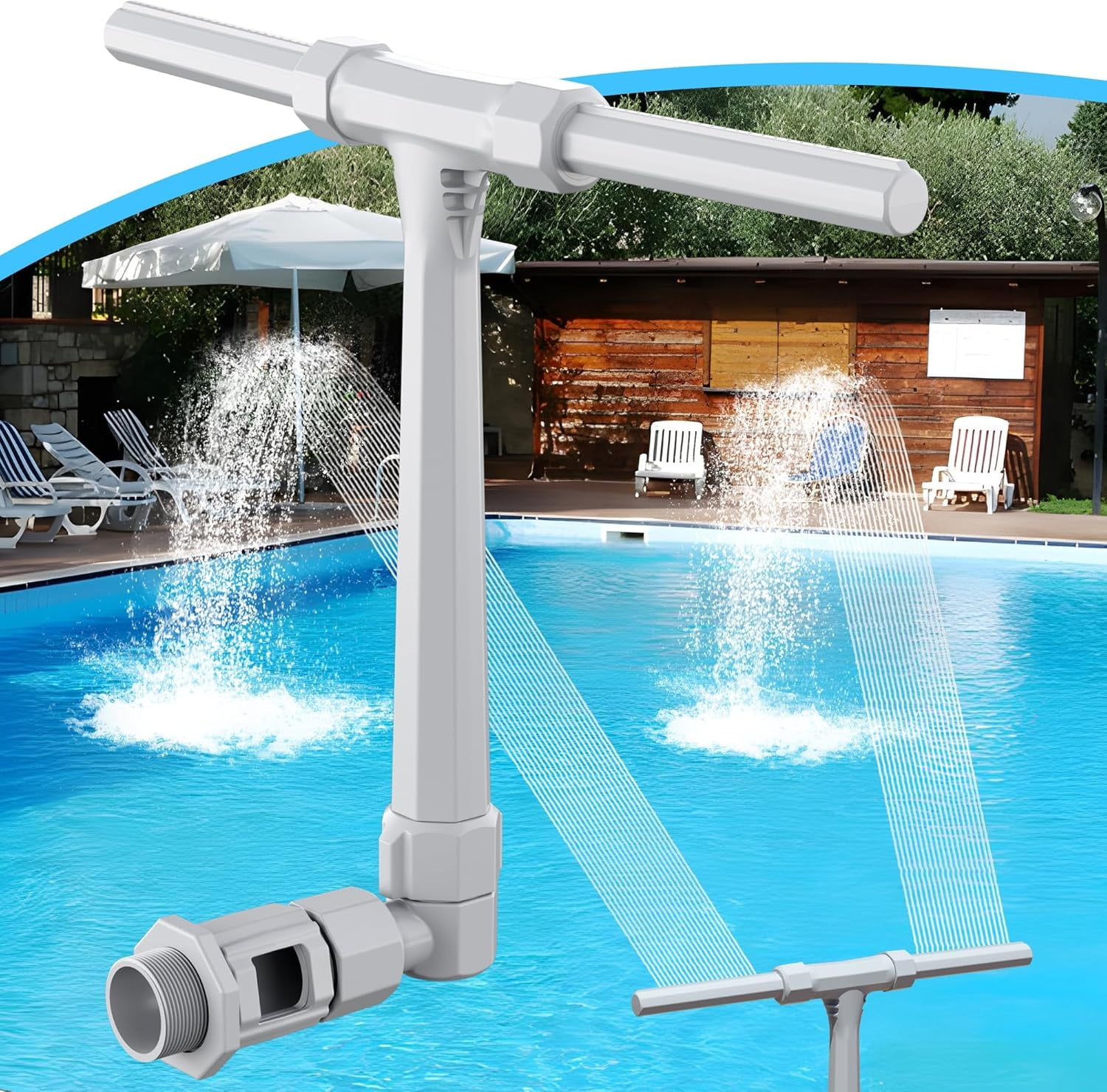 Pool Fountain Above and Inground Pools, Adjustable Pool Waterfall with ...