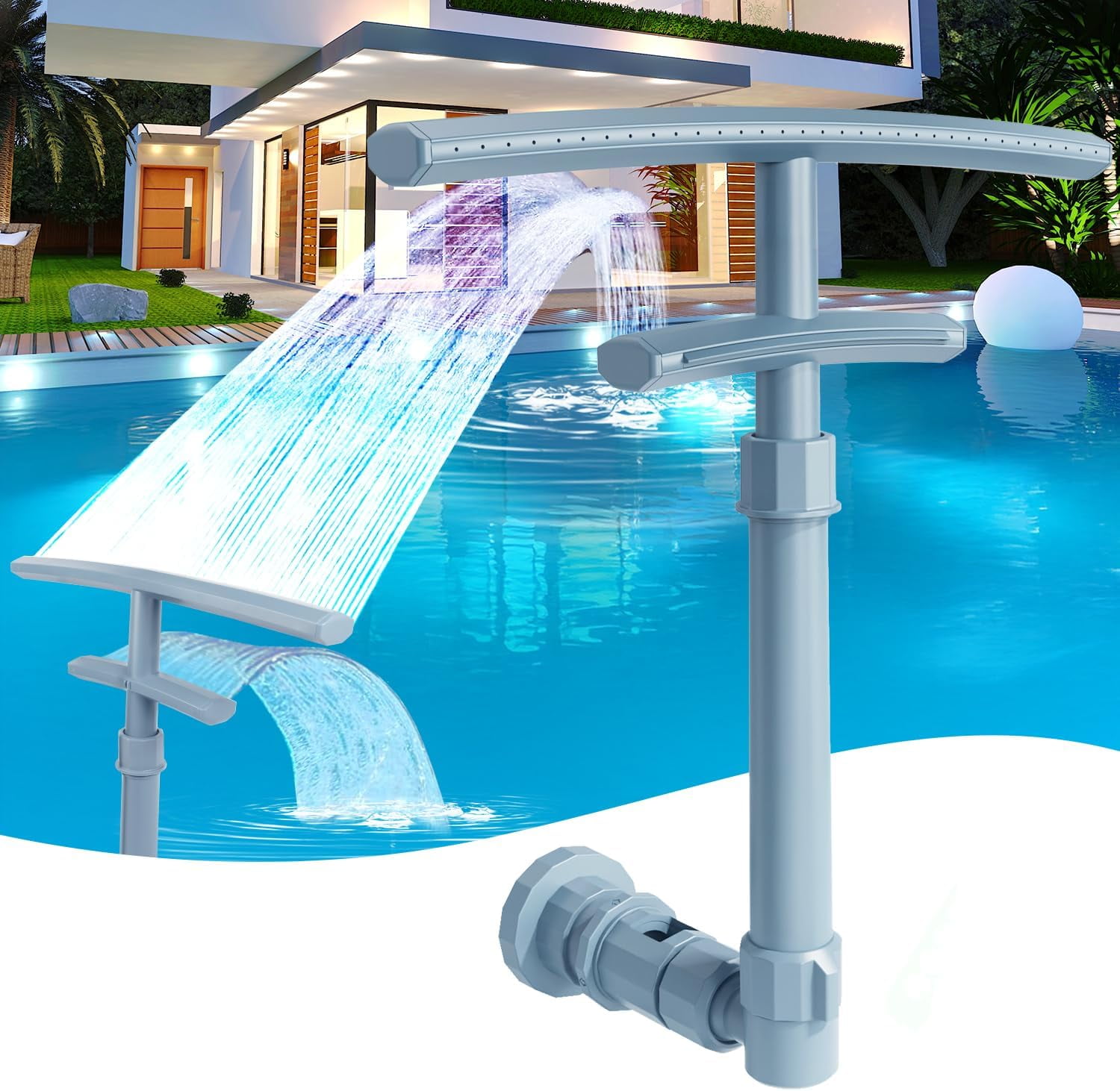 Pool Fountain for Above and Inground Pools,Upgraded Dual Spray Pool ...