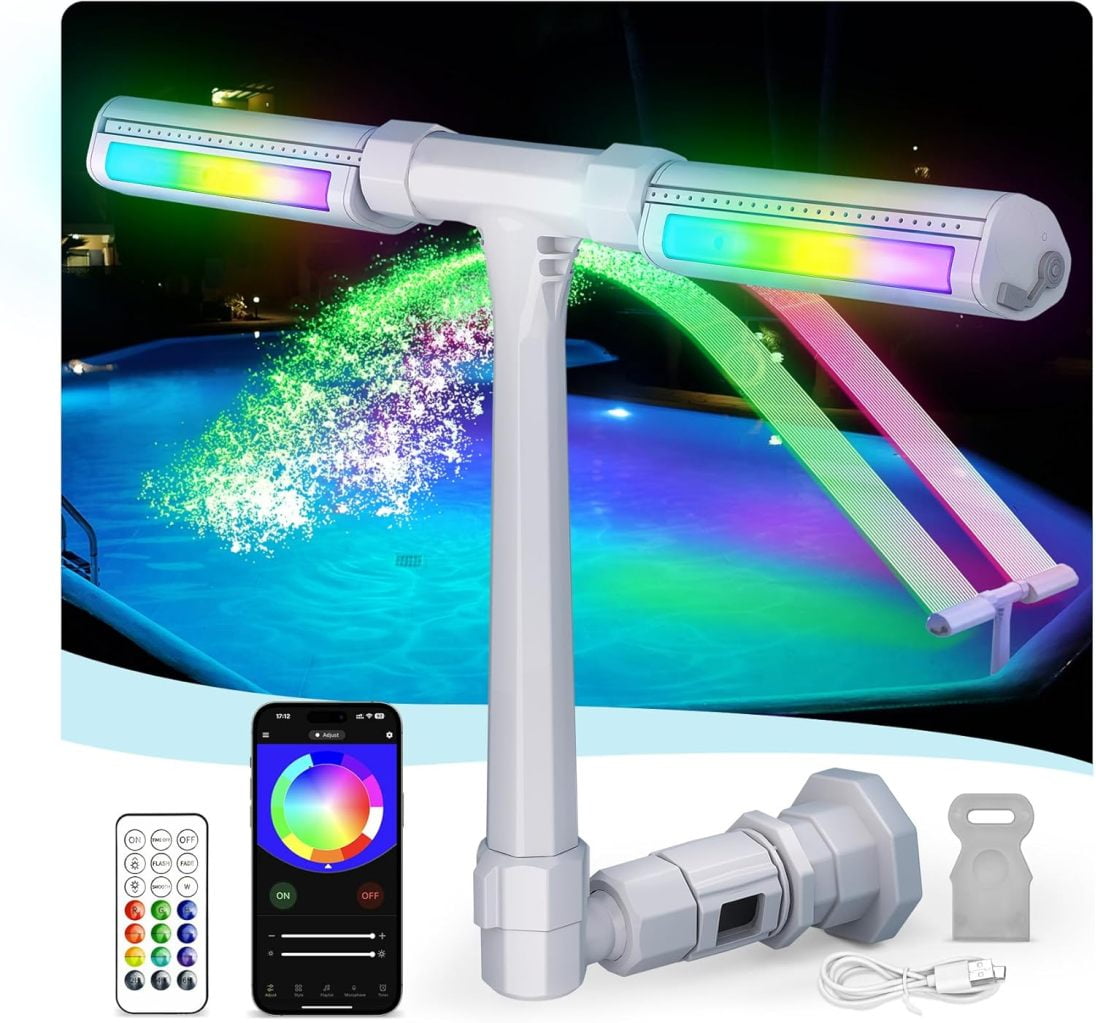 Pool Fountain with Lights for Above Ground Inground Pools with Dual Arc ...