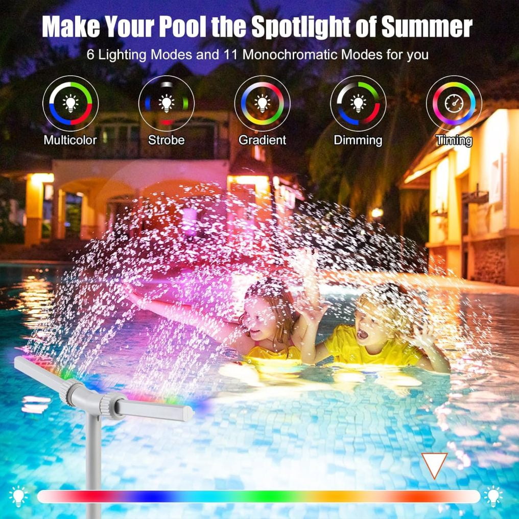 Pool Fountain with Lights for Above Ground Inground Pools Dual Sprayer ...