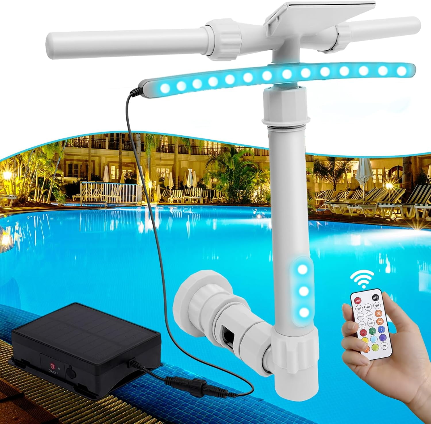 Pool Fountain with Lights for Above and Inground Pools, Triple Spray ...
