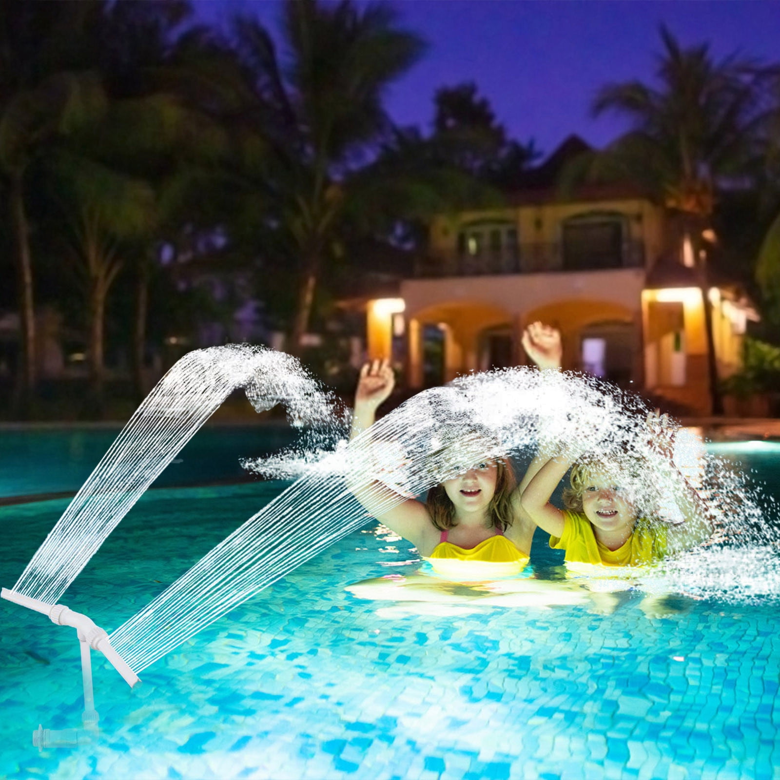 Pool Fountain Sprinkler - Dual Spray Waterfall for Above & Inground ...