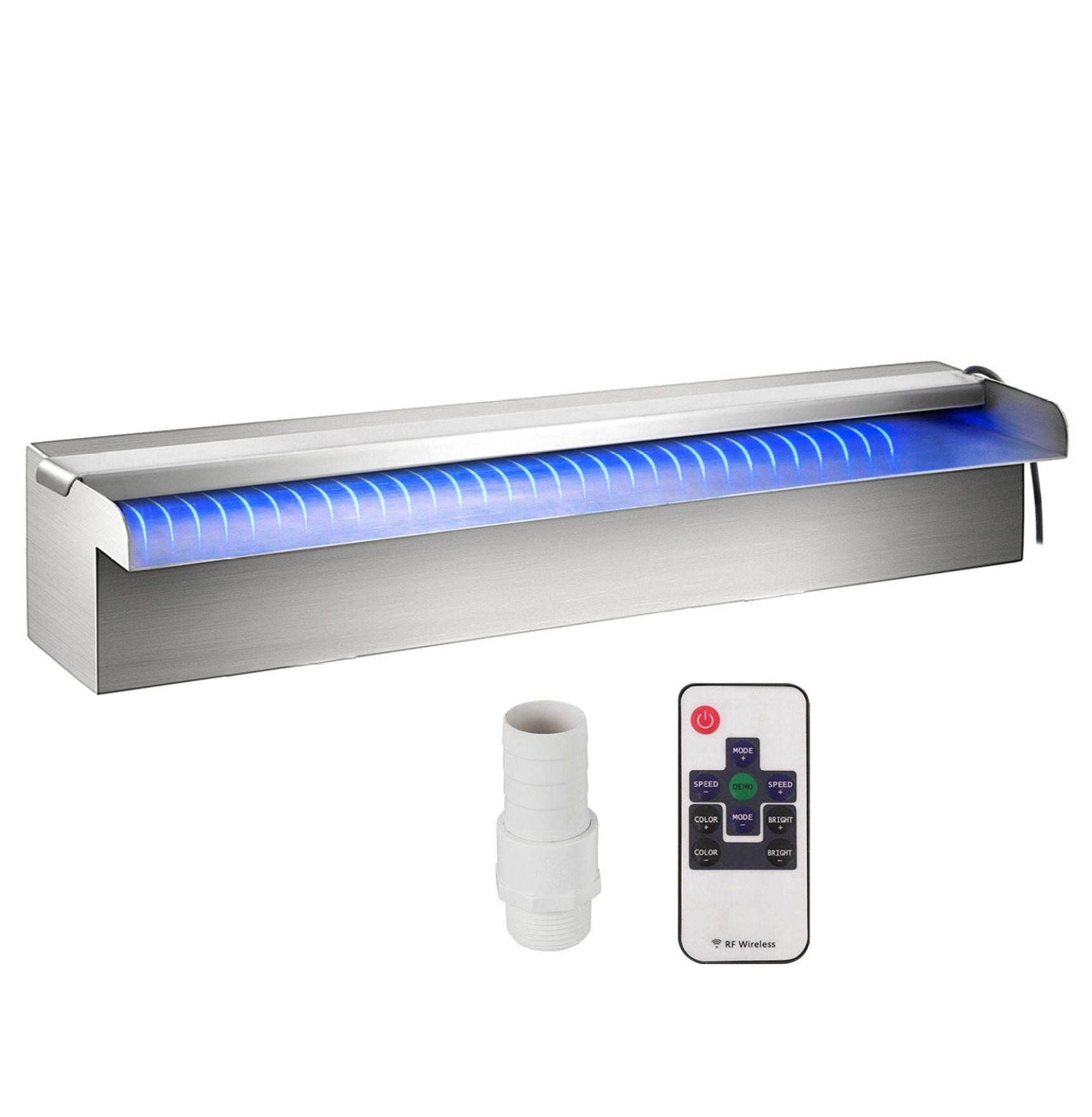 Pool Fountain Stainless Steel Pool Waterfall 11.8" x 4.5" x 3.1"(W x D ...