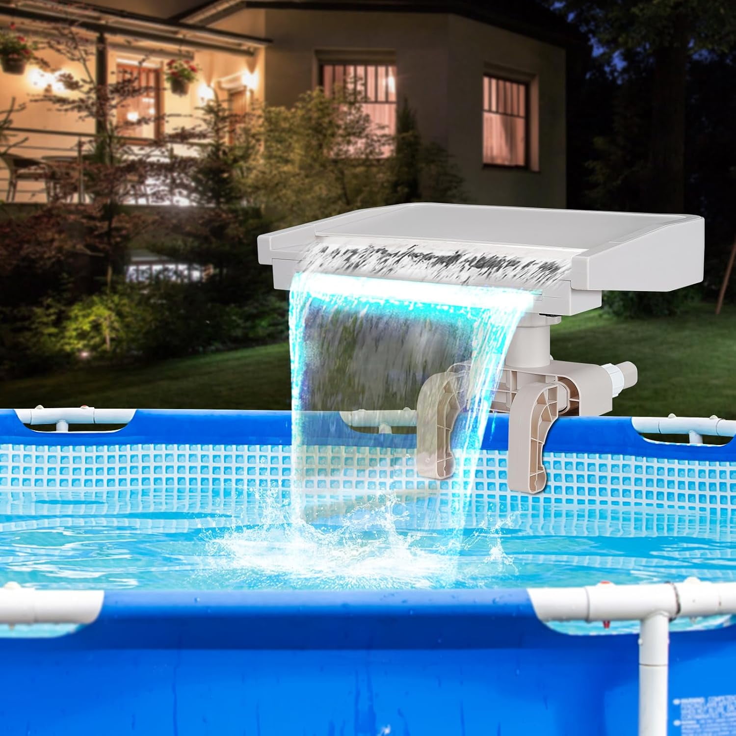 Pool Fountain Waterfall for Above Ground Pools, Swimming Pool Attachment Accessories, Relaxing ...