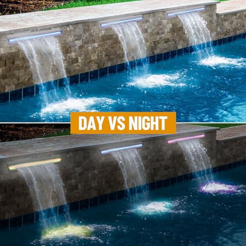 Pool Fountain Waterfall Spillway Stainless Steel, Pool Waterfall ...