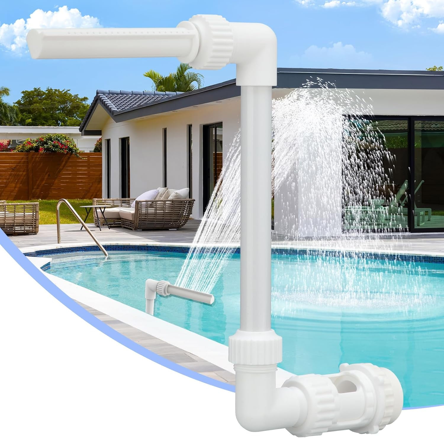 Pool-Fountains for Above/In-ground Pools - Waterfall Sprinkler for ...