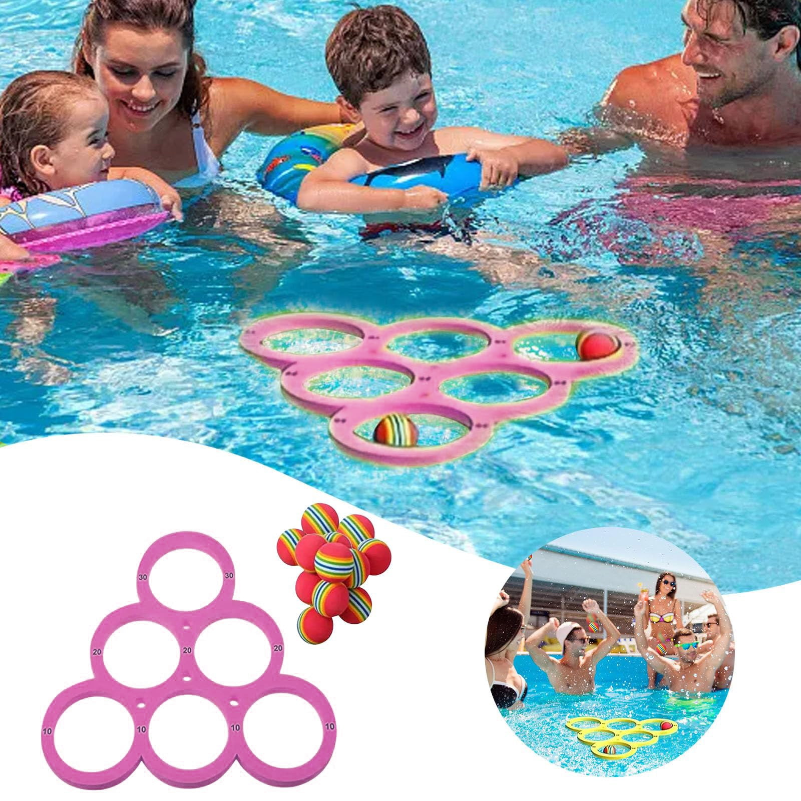Pool Game with Score Target, Pool Cornhole Game Floating, Combo Foam ...