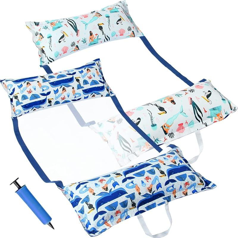 Pool Hammock Floats, XL, 2Pack Inflatable Water Floaties 4-in-1 (Saddle ...