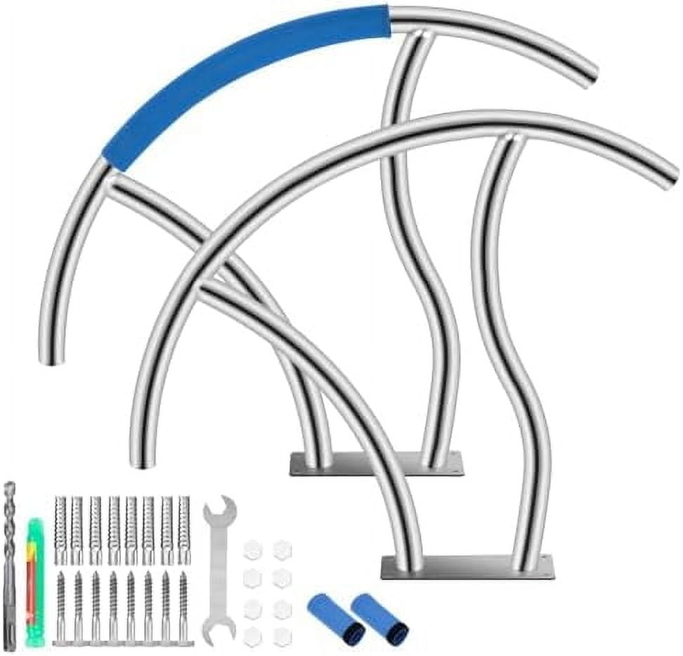 Pool Handrail 2 Pack, 30"x30" Pool Railings for Inground Pools, 375lbs ...
