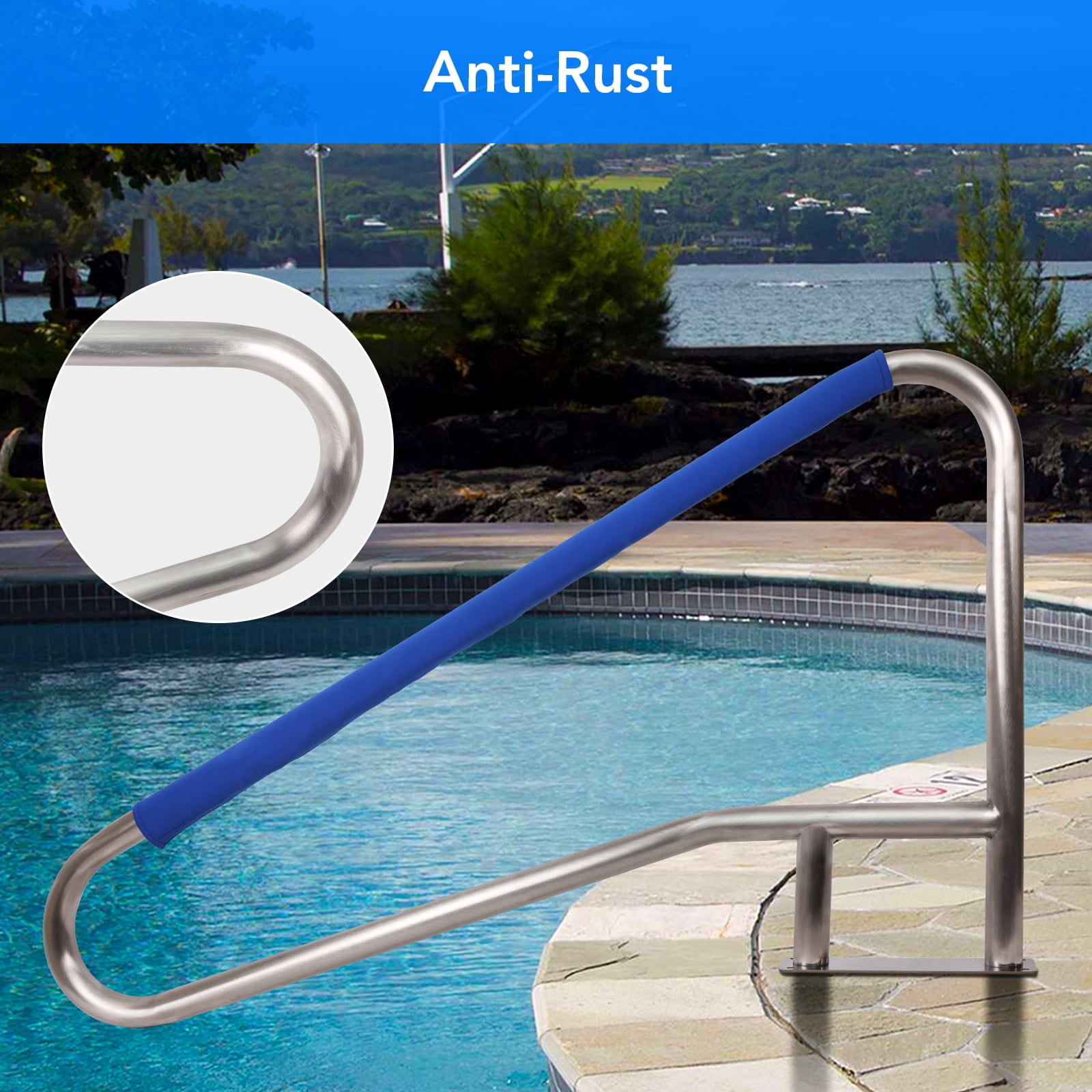 Pool Handrail, Swimming Pool Stair Rail 304 Stainless Steel Rustproof ...