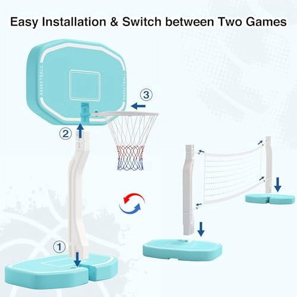 Pool Hoop or Pool Volleyball Net, 2 in 1 Pool Toys, Pool Accessories ...
