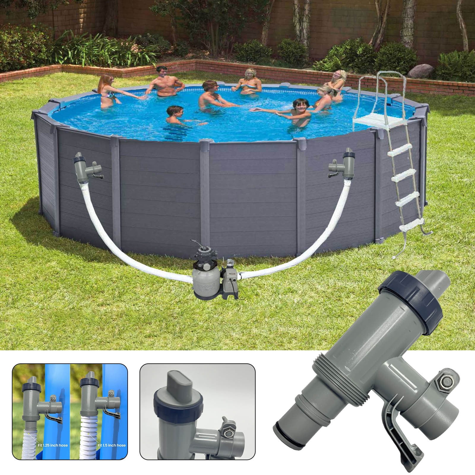 Pool Hose Adapter, Above Ground Pool Parts, Swivel Connector ...
