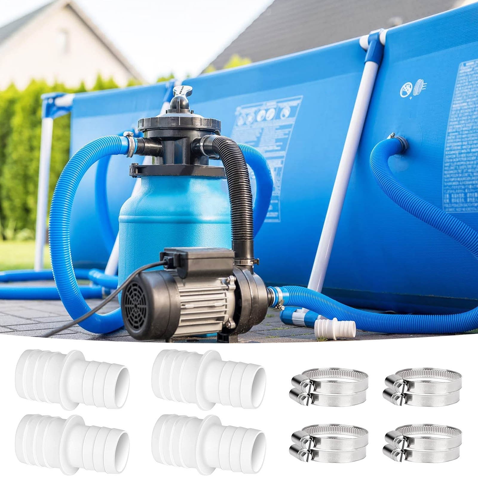 Pool Hose Connector Coupling, Stainless Steel Hose Clamps, Adjust Pipe ...