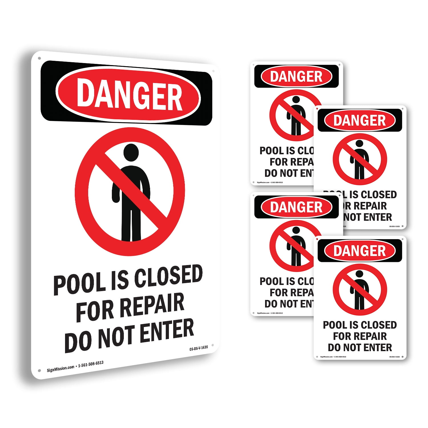 Pool Is Closed For OSHA Danger Rigid Plastic Sign 10 Inch x 7 Inch - 5 ...