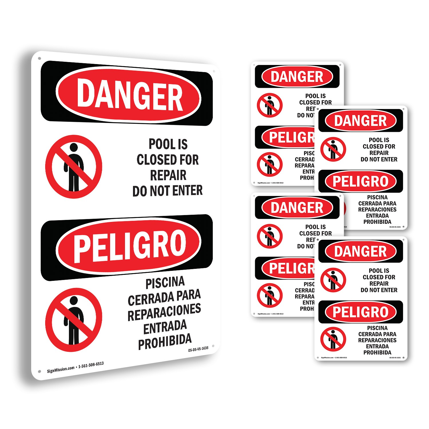 Pool Is Closed For Repair Do Not Enter OSHA Danger Aluminum Sign 14 ...