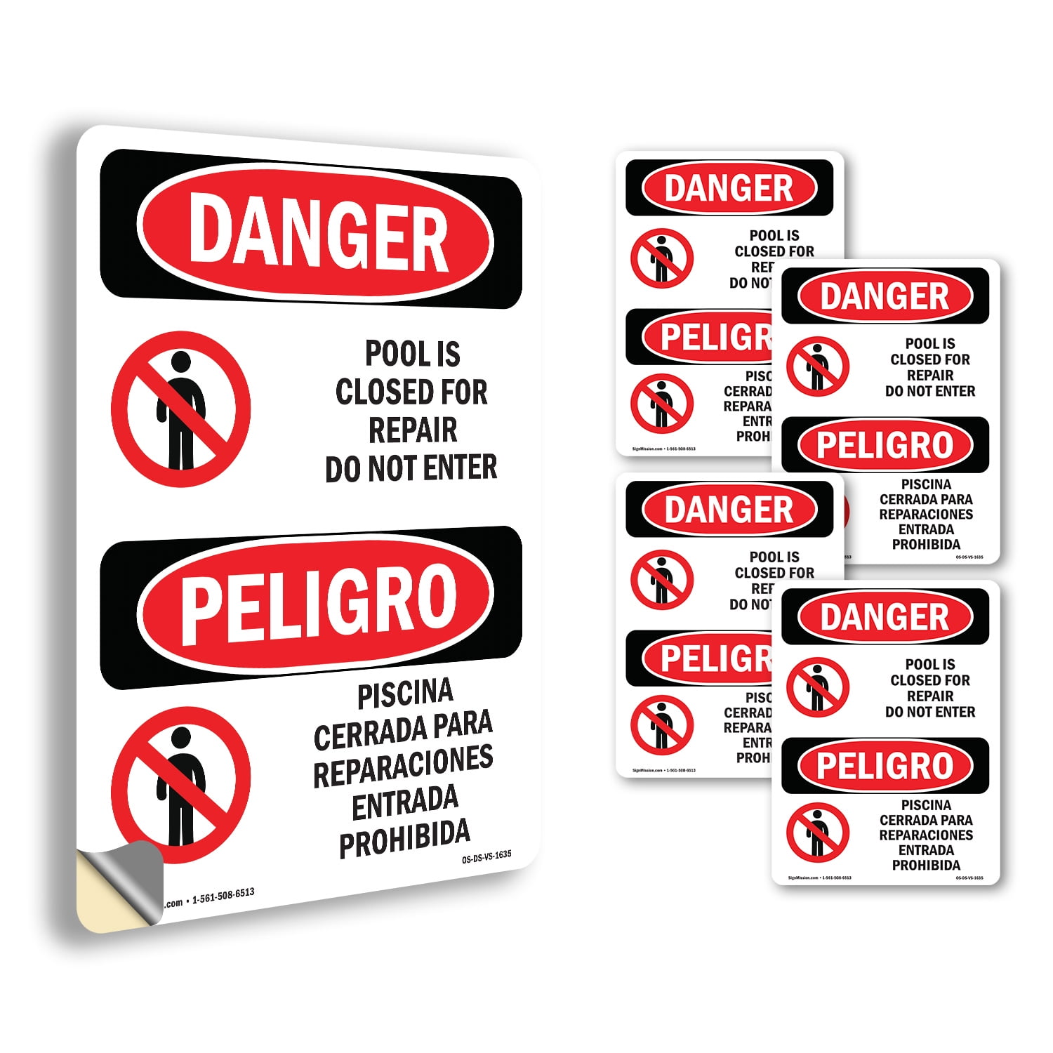 Pool Is Closed For Repair Do Not Enter OSHA Danger Vinyl Decal Label 14 ...