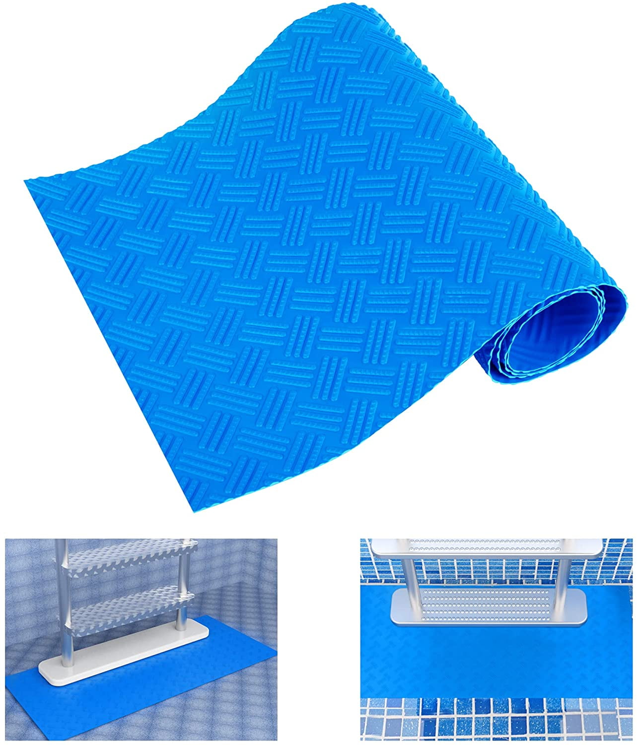 Pool Ladder Mat- 9" x 36" Non-Slip Pool Step Mat-Protective Swimming ...