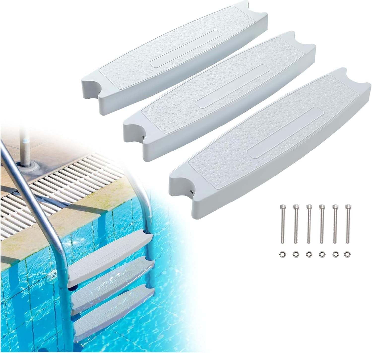 Pool Ladder Steps Replacement, 300 lbs Weight Capacity Heavy-Duty ...