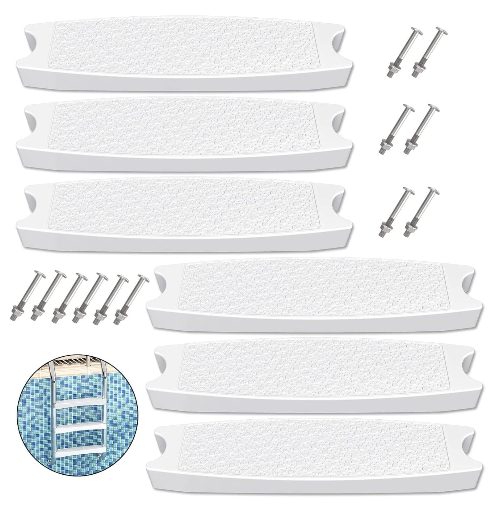 Pool Ladder Steps Replacement, (6-Pack) 18" Universal Heavy-Duty Molded ...