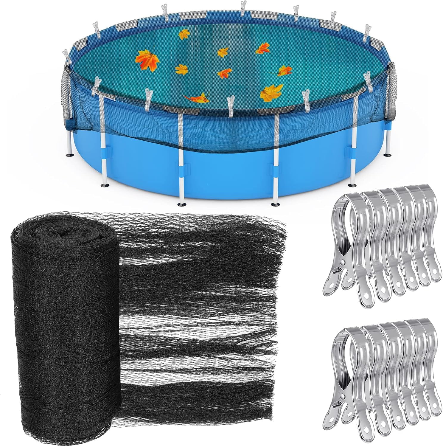 Pool Leaf Net Cover Above Ground, with 12 Swimming Pool Mesh Cover ...