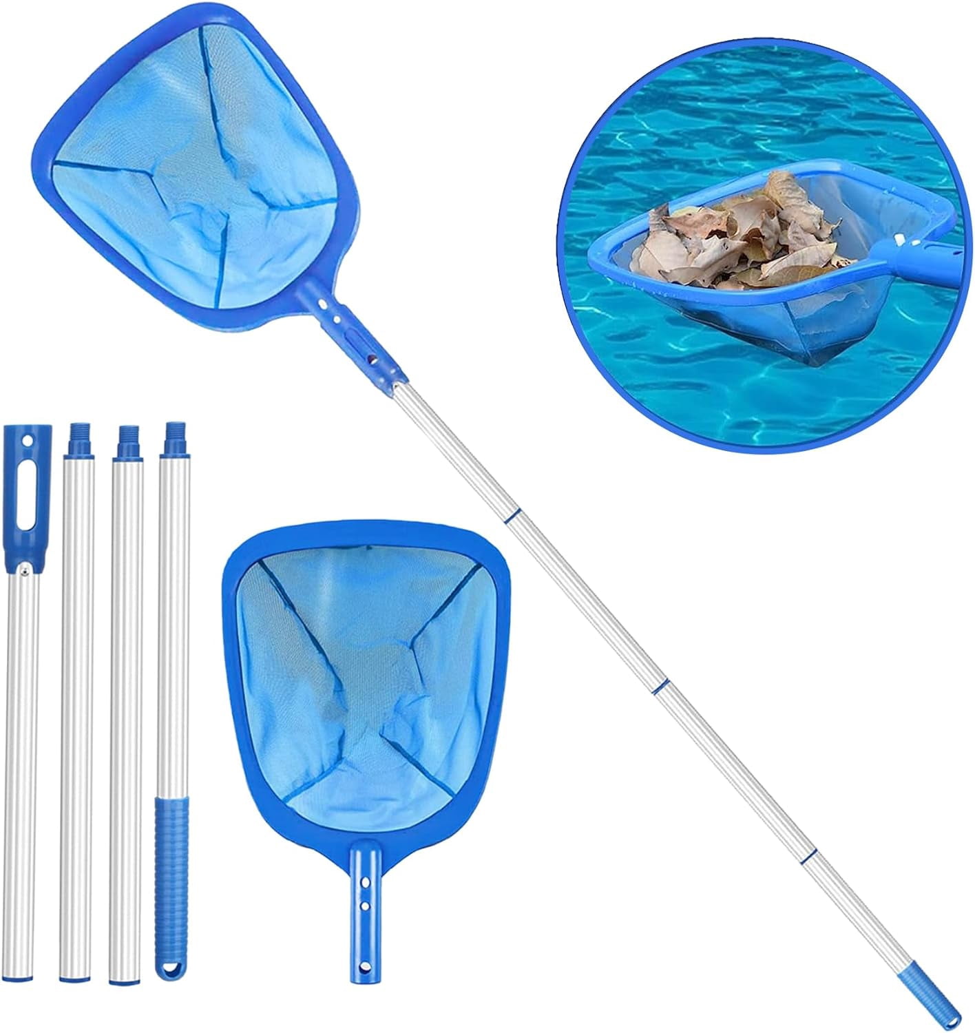 Pool Leaf Skimmer Net Cleaner, Pool Net with 4 Pole Sections, Pool ...