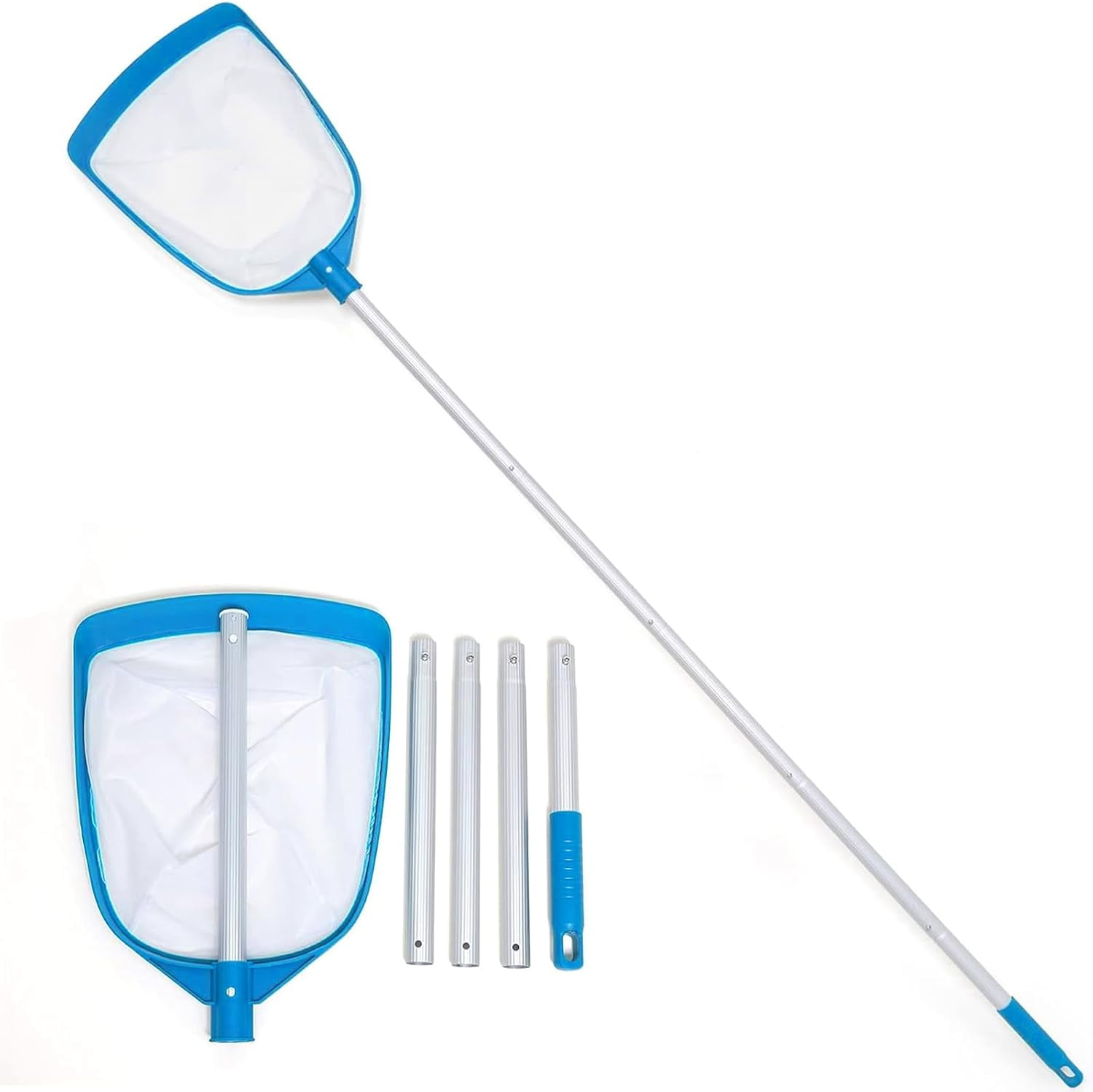 Pool Leaf Skimmer Net Ultra Fine Mesh with Aluminum Poles 5 Sections 6 ...