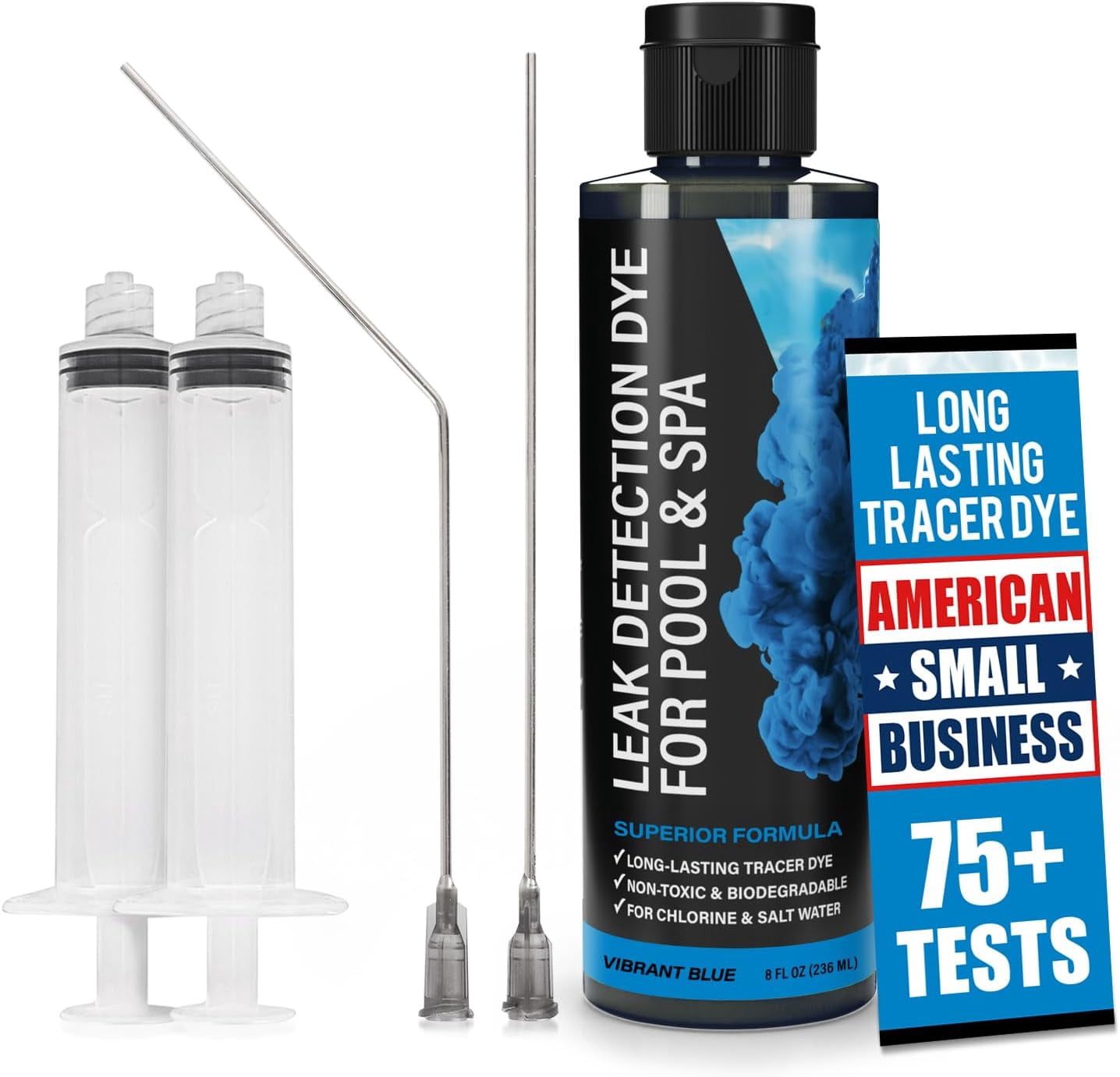 Pool Leak Detection Dye Kit - 75+ Tests - 2 Stainless Steel Precision ...