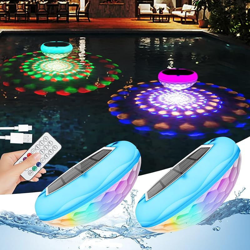 Pool Lights, 2-in-1 Solar USB Rechargeable Floating Pool Lights, 6.69 ...