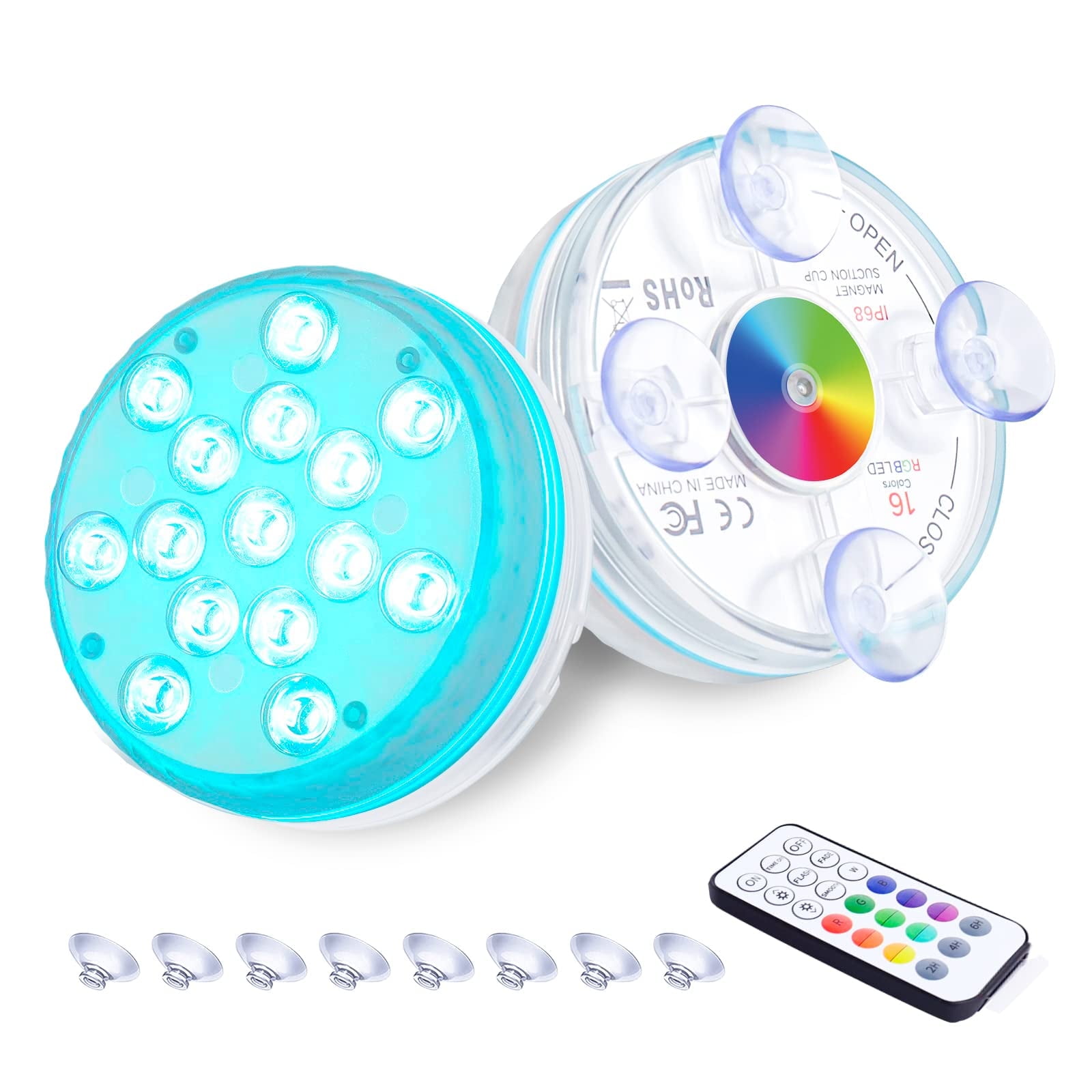Pool Lights,Submersible LED Lights with Magnet and Suction Cups,RF ...