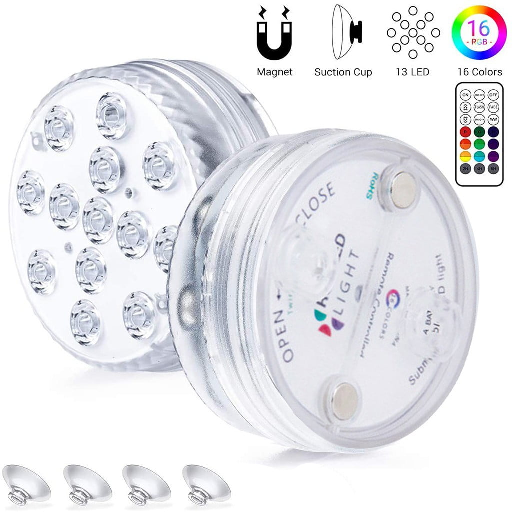 Pool Lights, Submersible LED Lights with Magnet and Suction Cups, with ...