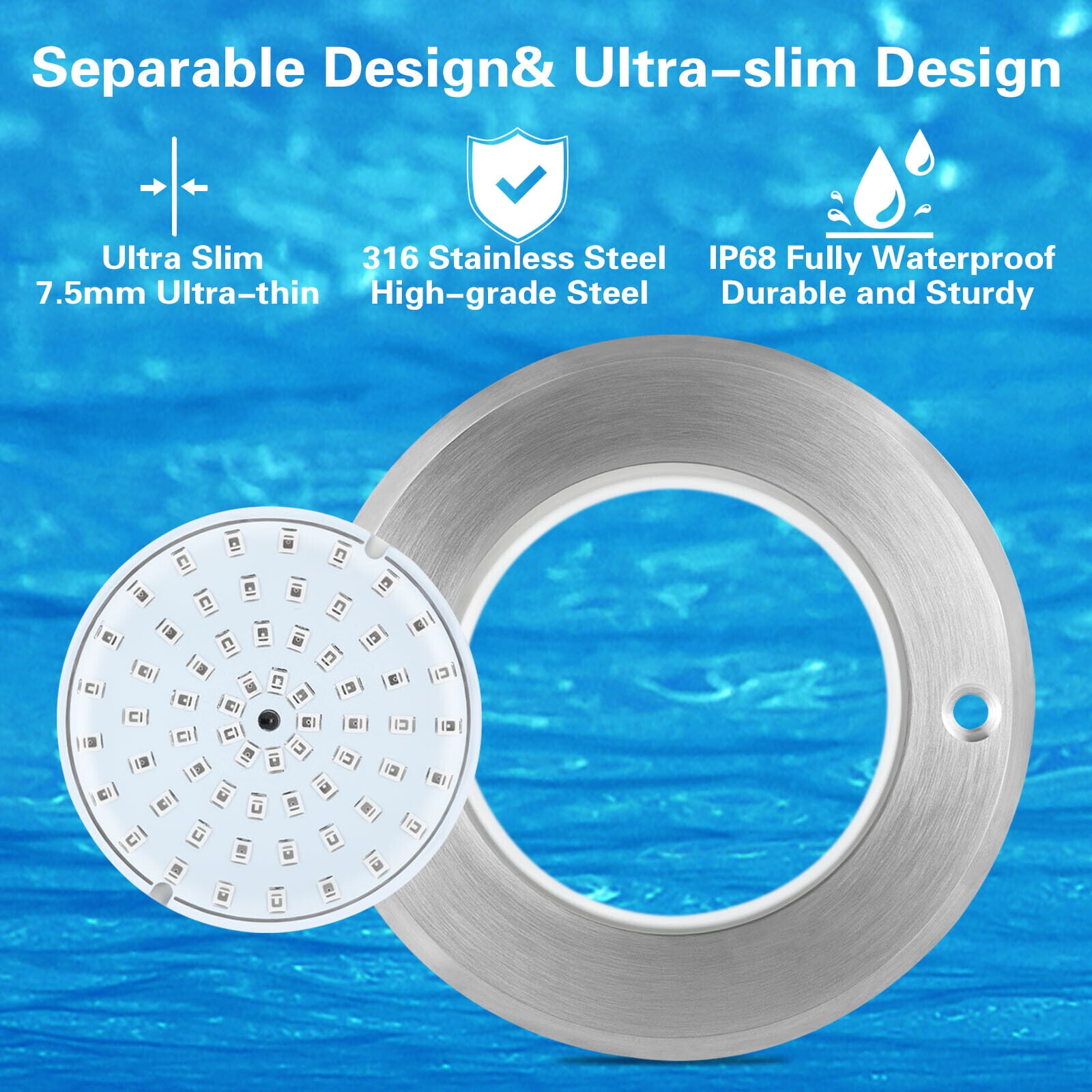 Pool Lights,Ultra Slim Pool Lights for Inground Pools Waterproof,6 ...