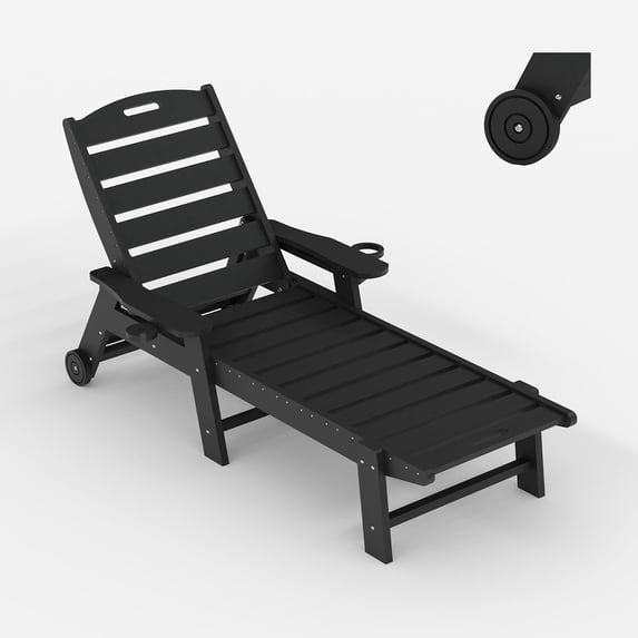 Pool Lounge Chair with Wheels, Oversized 5 Position Adjustable Chaise ...