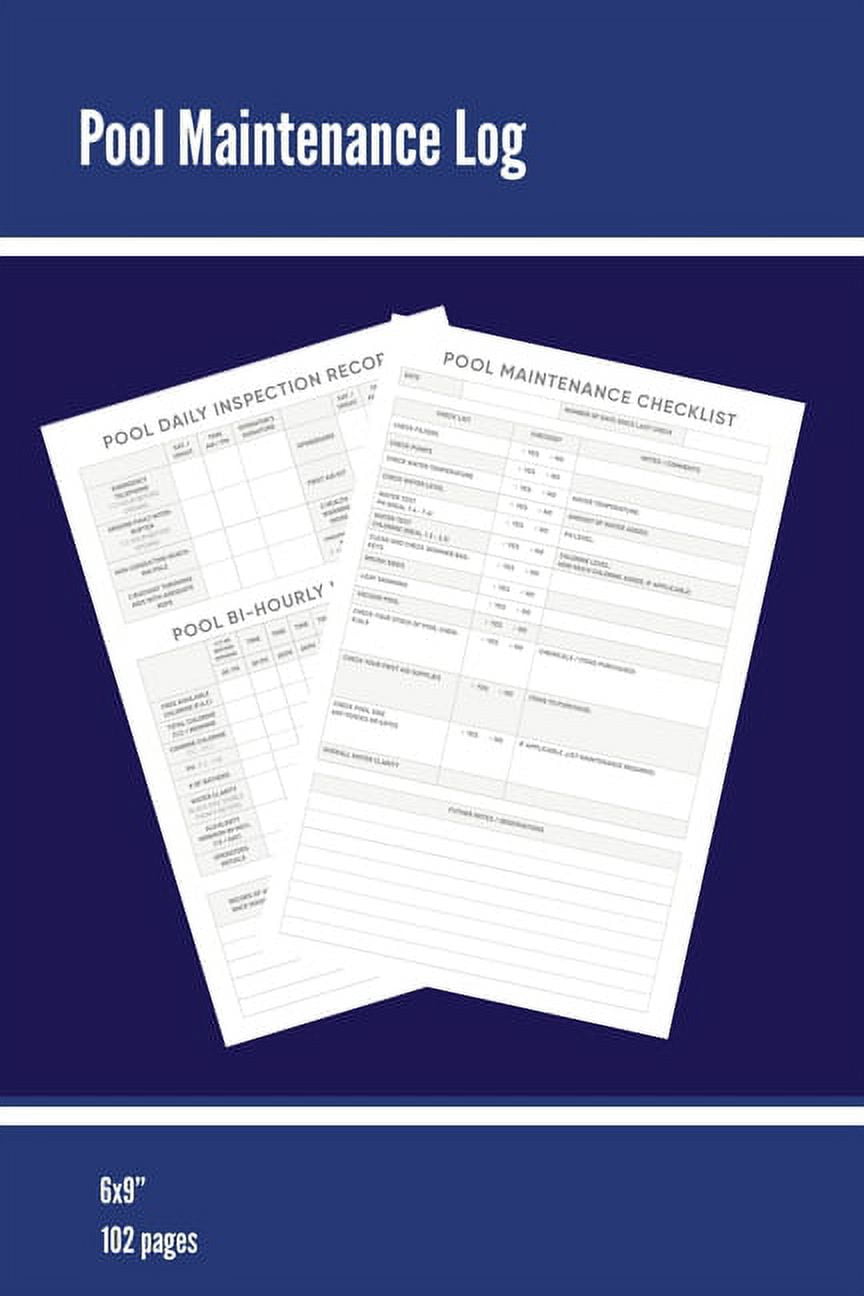 Pool Maintenance Log: Swimming Pool Owners Check List, Cleaning ...