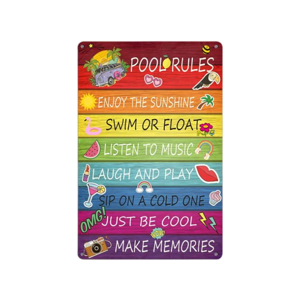 Pool Metal Sign Pool Rules Sign Patio And Pool Decor Swimming Pool ...