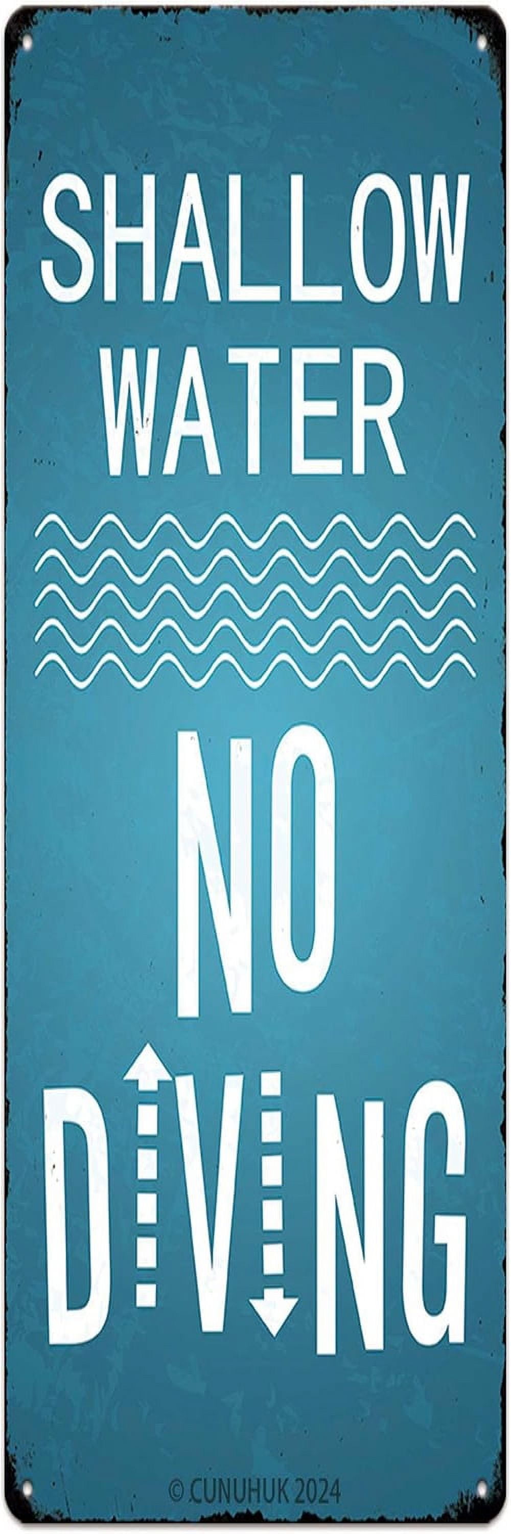 Pool Metal Sign Shallow Water No Diving Vintage Tin Sign Art Poster ...