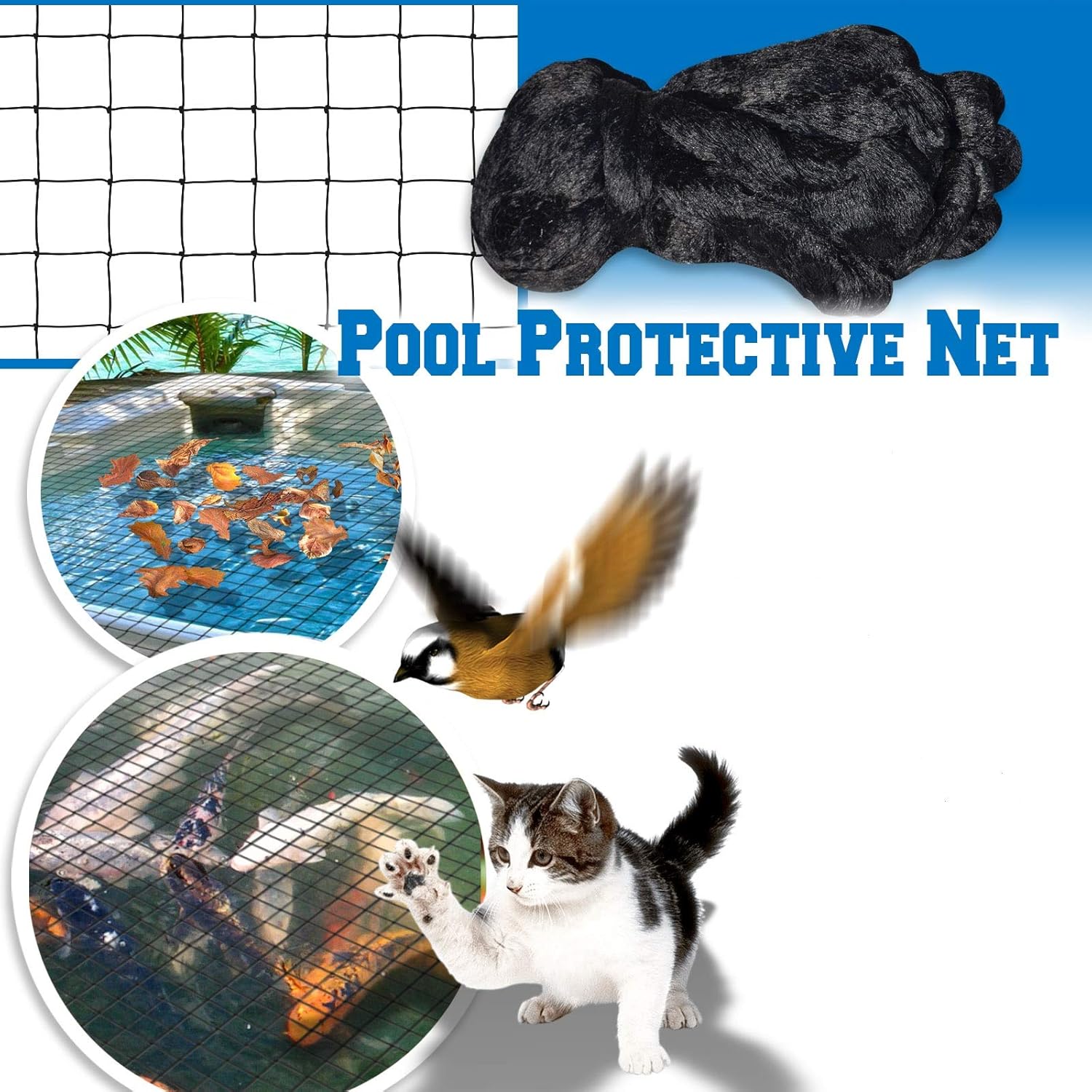 Pool Netting Pond Protective Floating Net Tub Mesh Cover (28' x45 ...