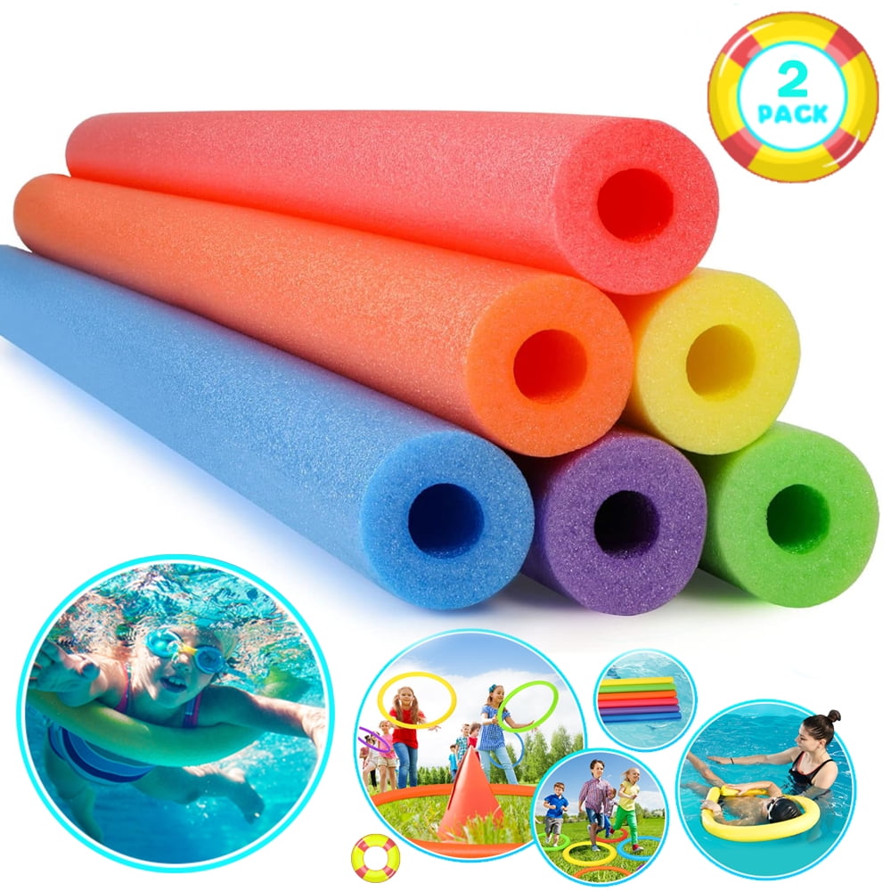Pool Noodle, 2 Pack of 59 Inch Hollow Foam Pool Swim Noodle, Bright ...