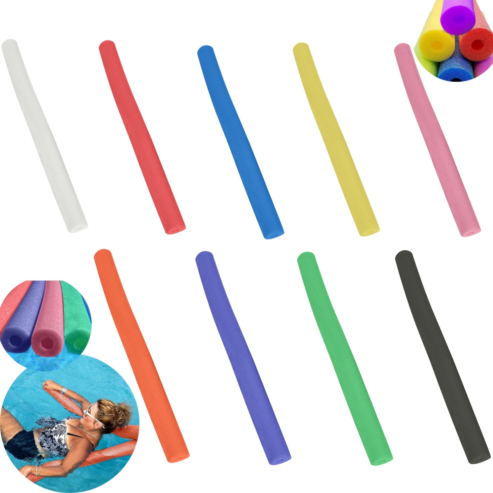 Pool Noodle, 59" Large Hollow Foam Pool Swim Noodle, Bright Foam ...