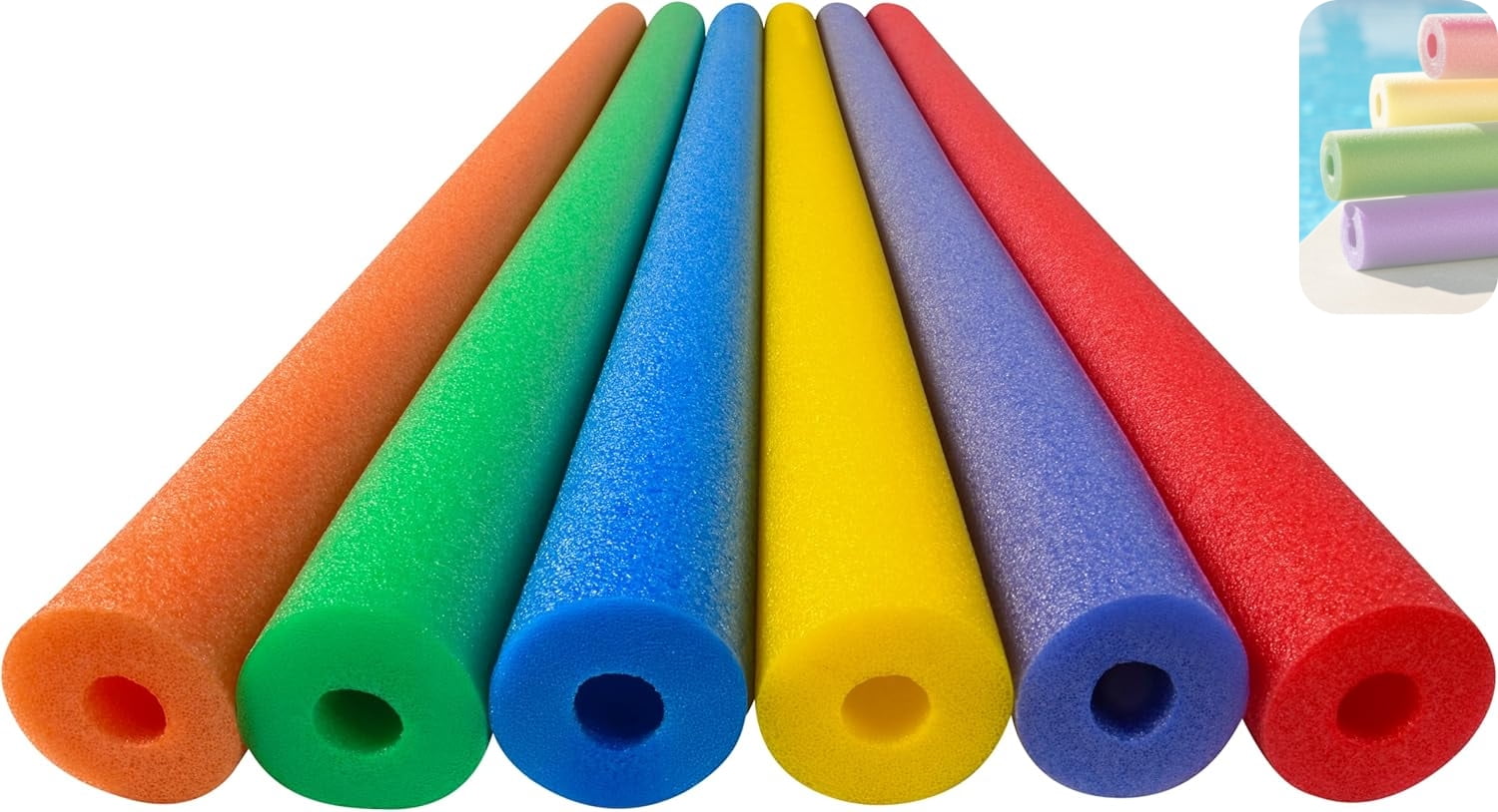 Pool Noodles Foam 6 Pack - Soft Large Rainbow Foam Noodle Tube, 6 ...