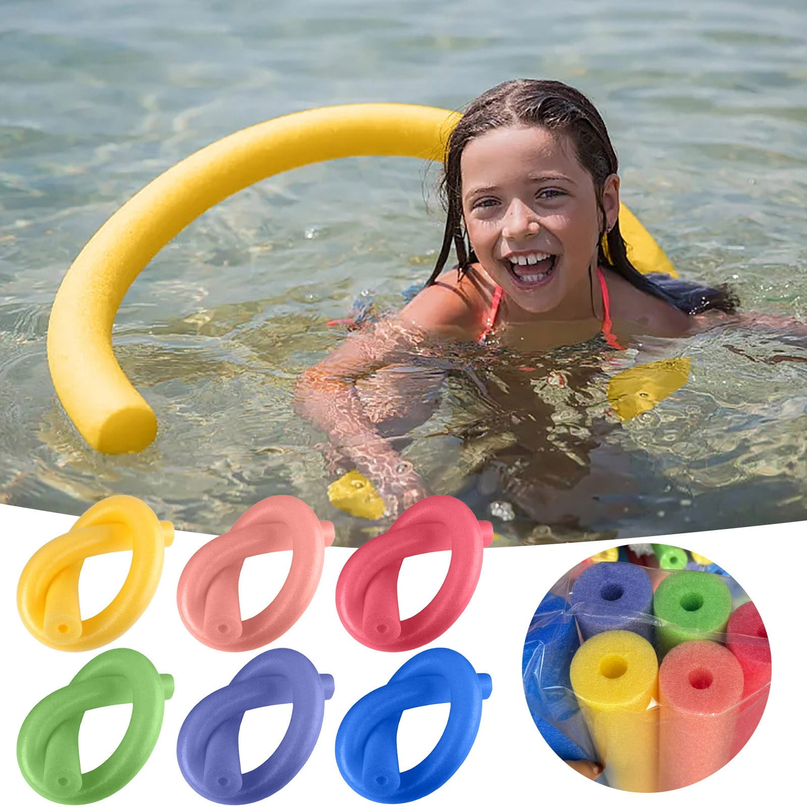 Pool Noodles Foam 6 Pack - Soft Large Rainbow Foam Noodle Tube, 6 ...