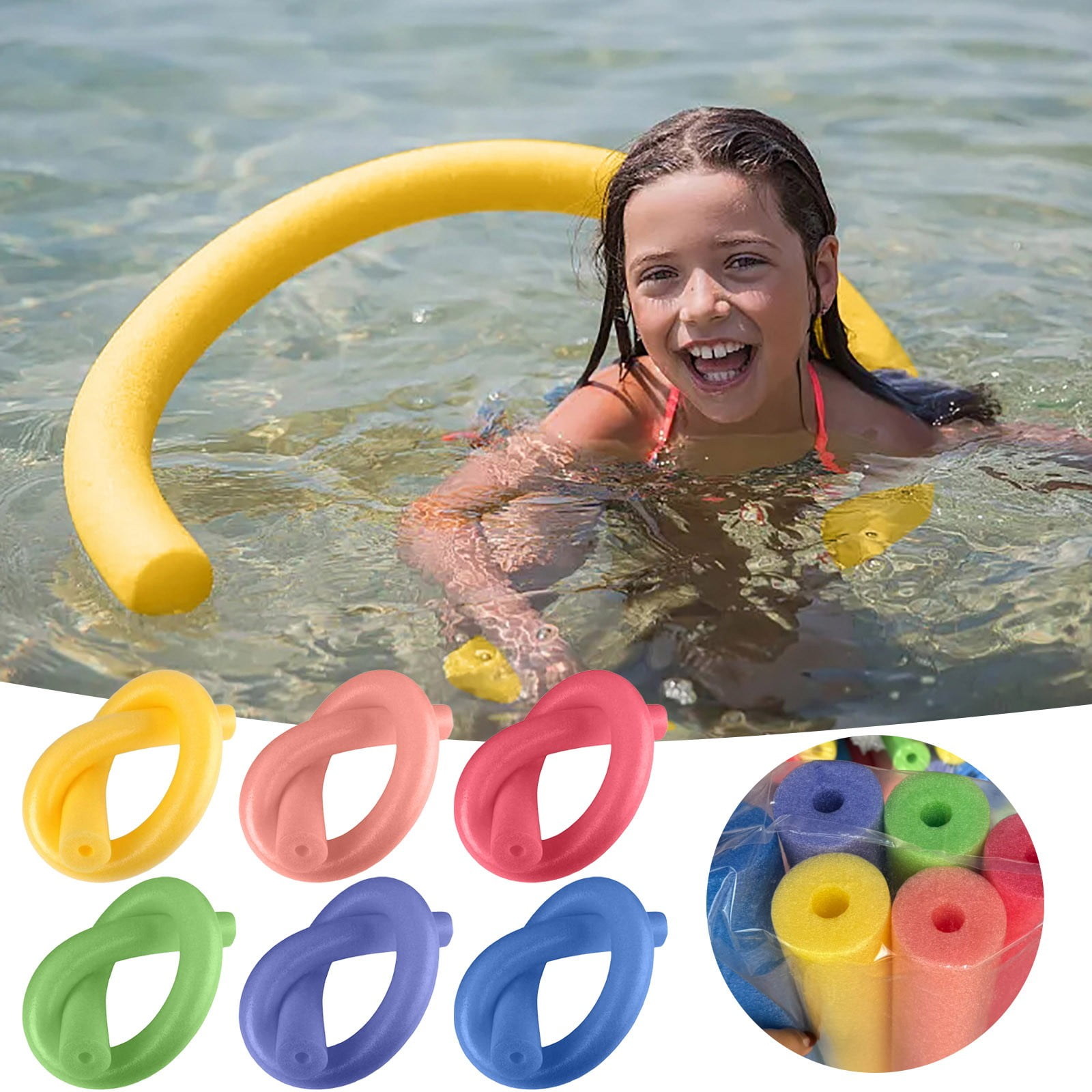 Pool Noodles Foam 6 Pack - Soft Large Rainbow Foam Noodle Tube, 6 ...