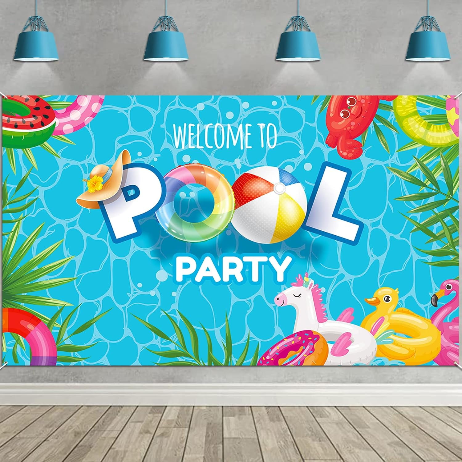 Pool Party Backdrop Banner, Hawaii Theme Background Banner for Summer ...