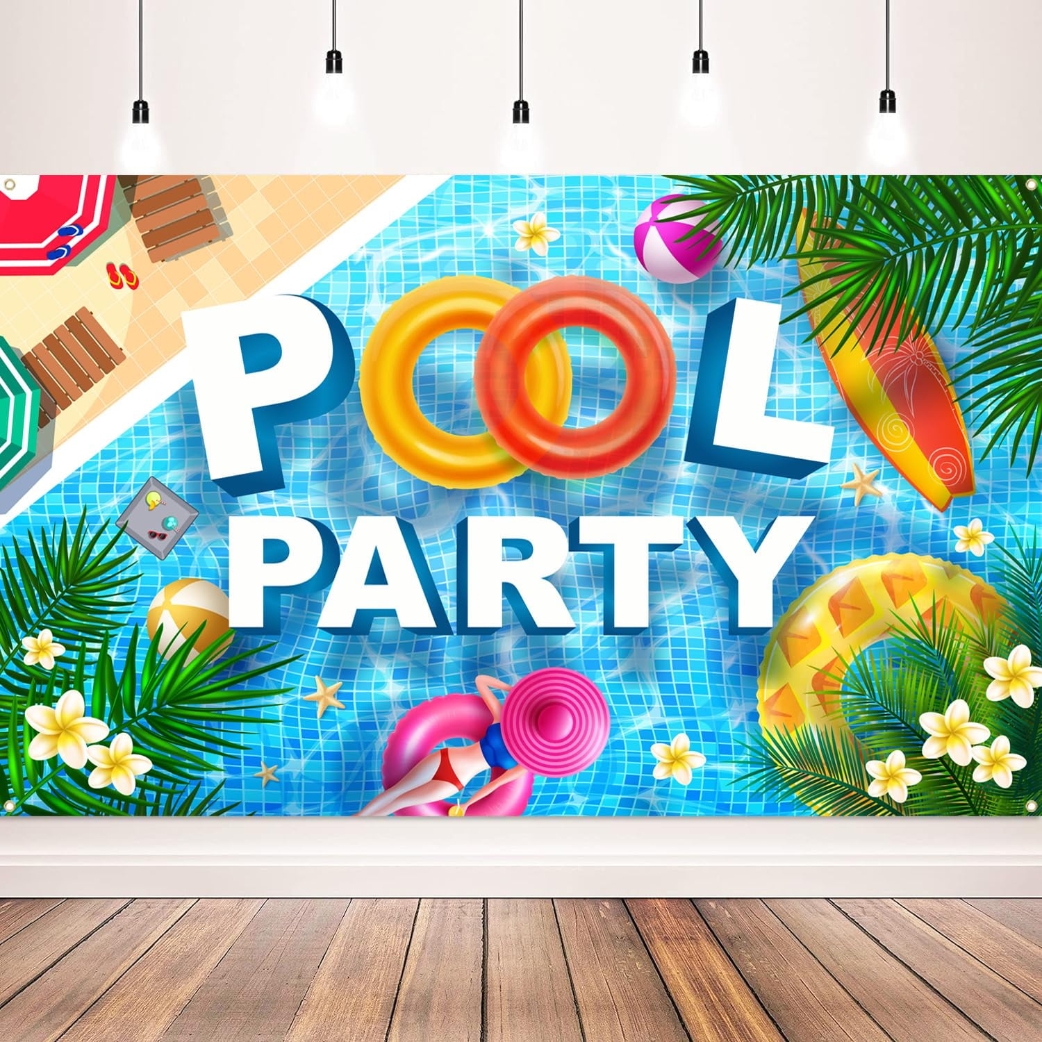 Pool Party Backdrop Banner, STF9 Summer Beach Party Decorations, Summer ...