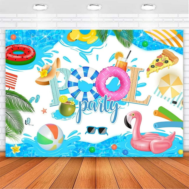 Pool Party Backdrop Pool Party Decorations Summer Beach Flamingo Banner ...