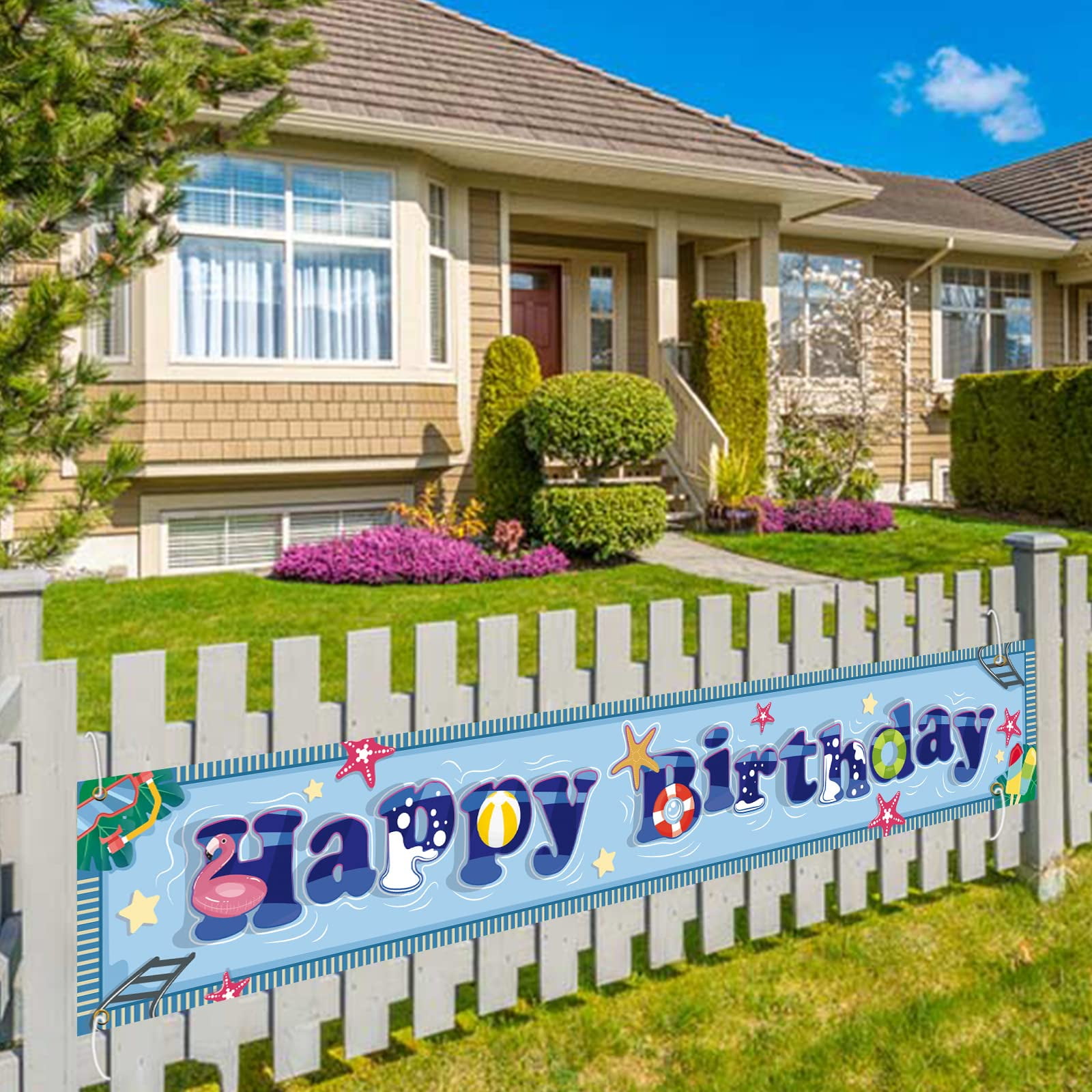 Pool Party Banner Summer Holiday Banners ration Beach Birthday Yard ...