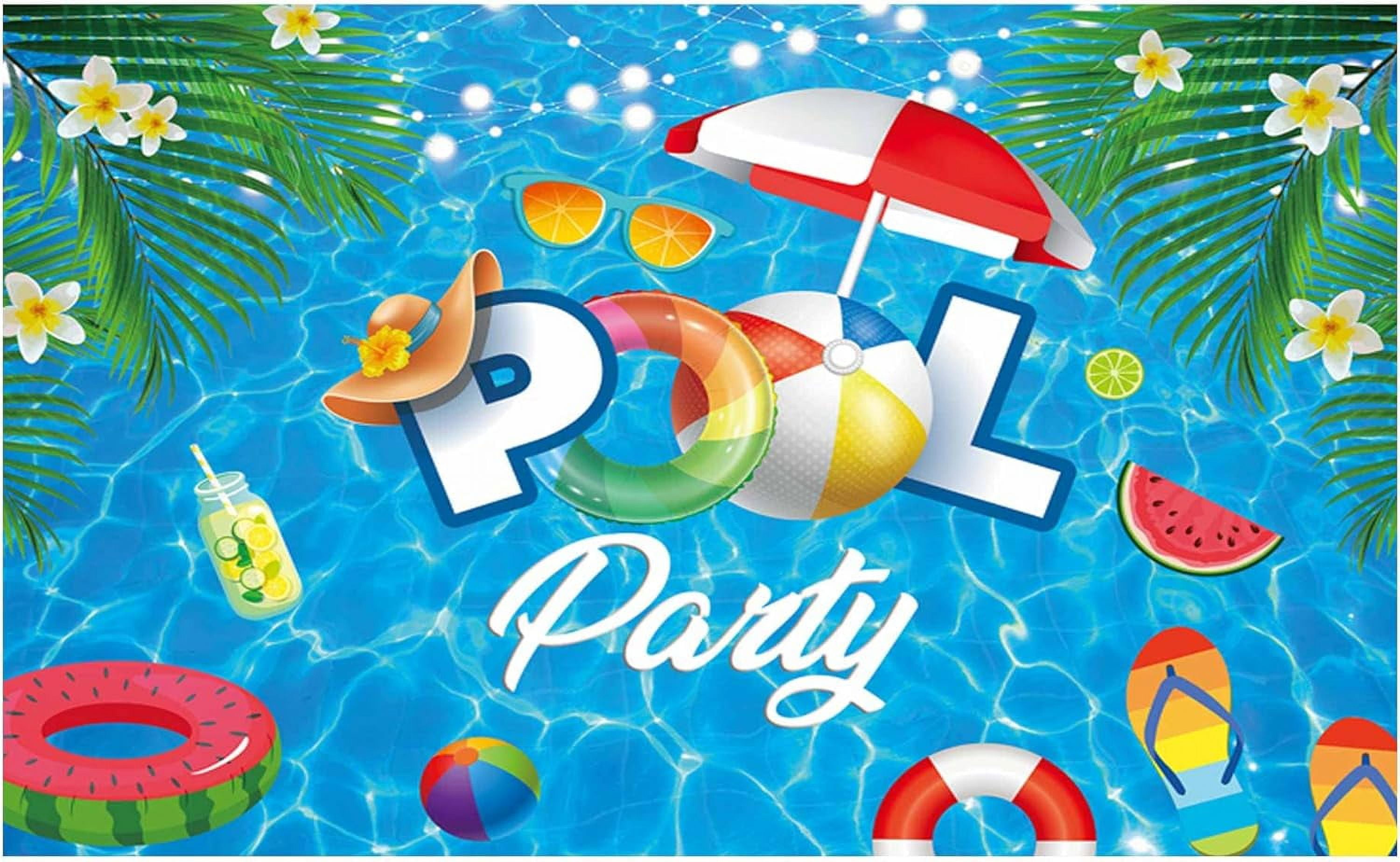 Pool Party Beautiful Backdrop Summer Swimming Balls Lifebuoy Water Wave ...