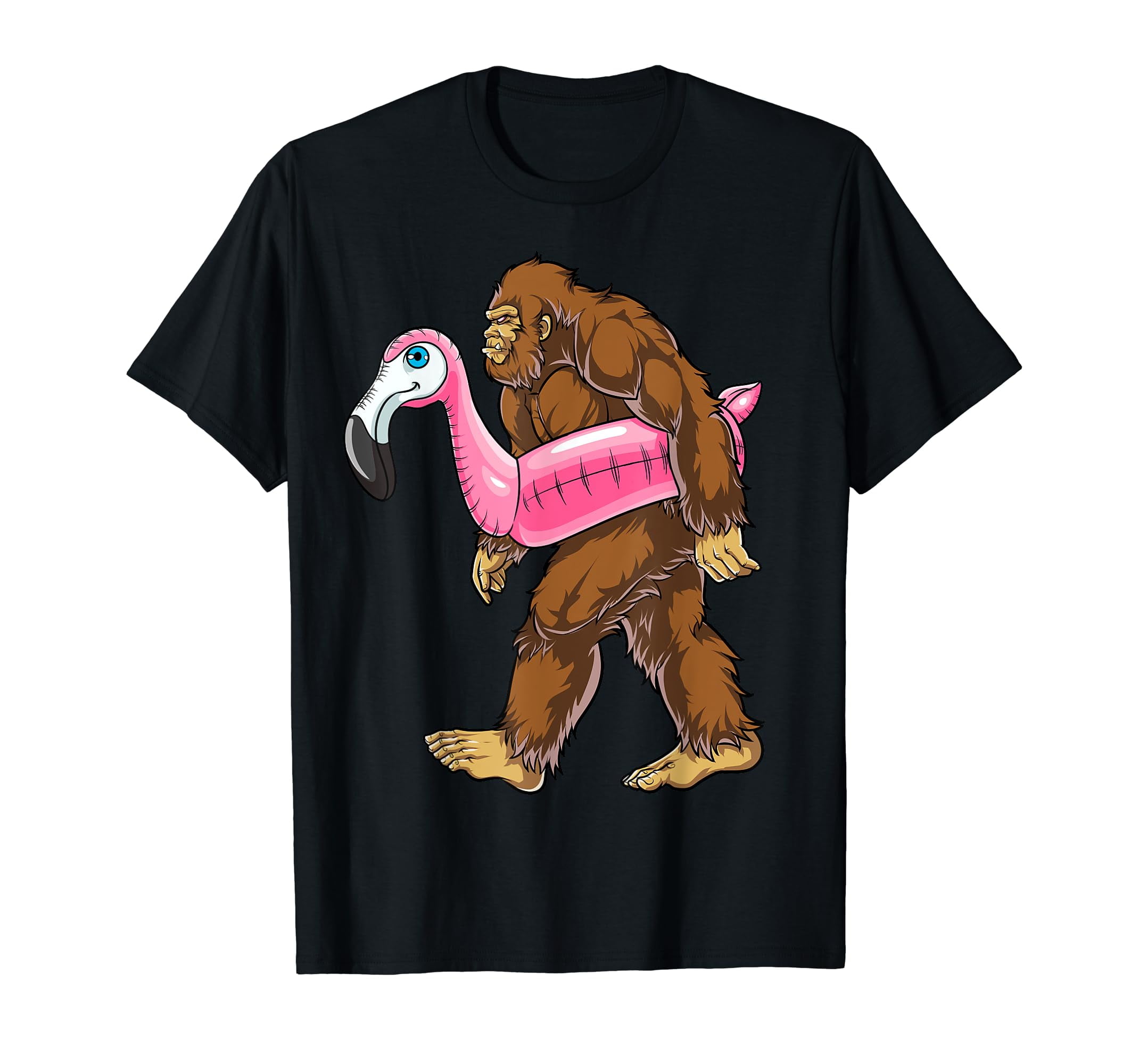 Pool Party Bigfoot Flamingo Men Women Sasquatch Pink Float T-Shirt ...