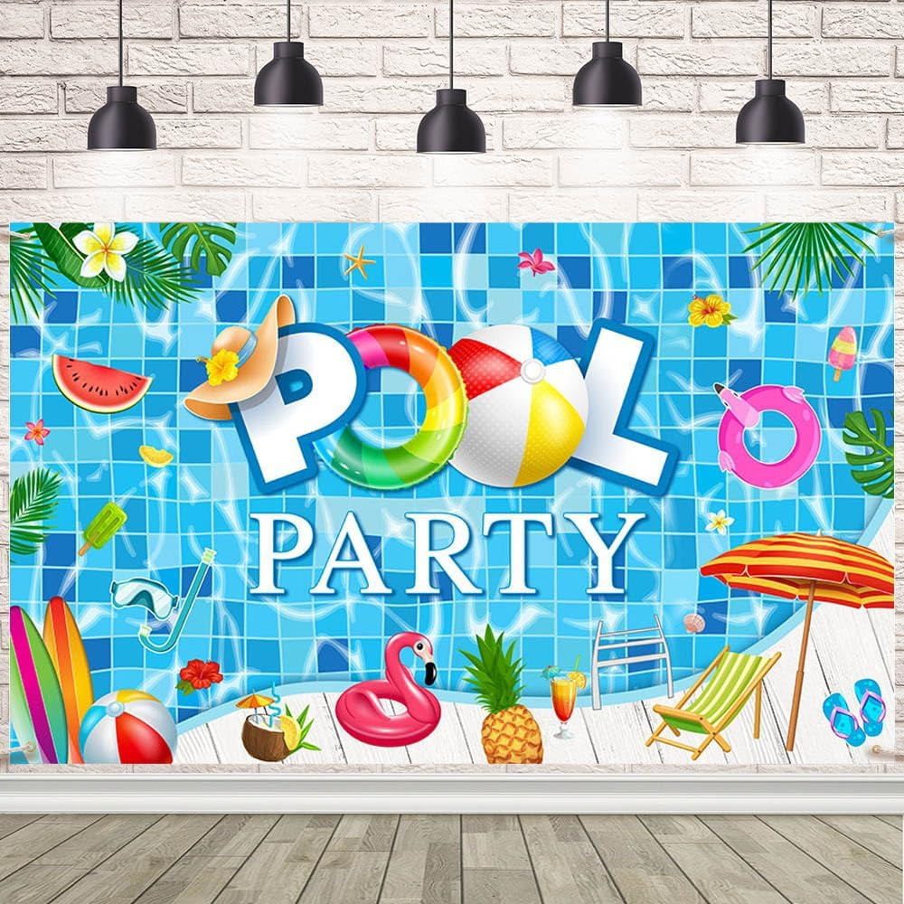 Pool Party Birthday Decorations Happy Birthday Photography Background ...