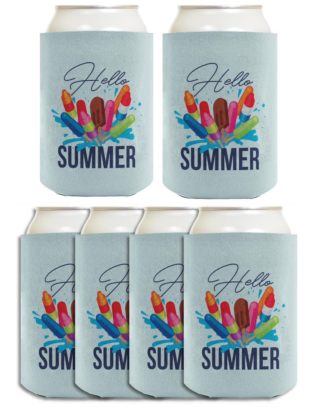 Pool Party Decor Hello Summer Ice Cream Popsicles 6-Pack Can Drink ...